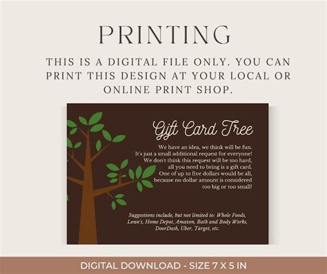 T Card Tree Digital File Personalized Invitation Insert For Bridal