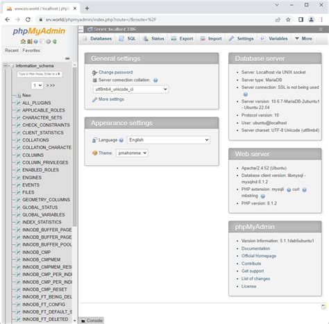 Ubuntu LTS MariaDB Install PhpMyAdmin Server World