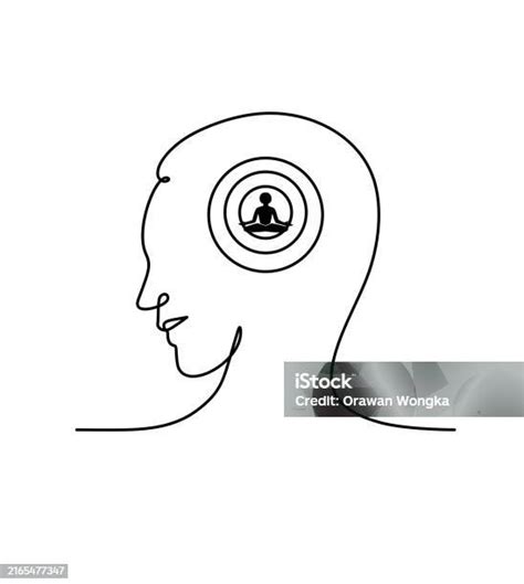 Ilustración De Arte Lineal De Una Persona Con Silueta Humana Meditando