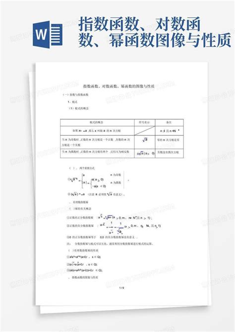 指数函数、对数函数、幂函数图像与性质word模板下载 编号lemxwjer 熊猫办公