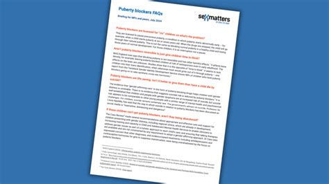 Puberty Blockers Faqs Briefing For Parliamentarians Sex Matters