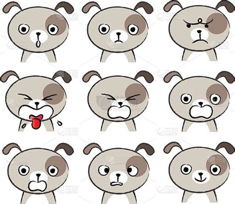 卡通小狗脸表情集