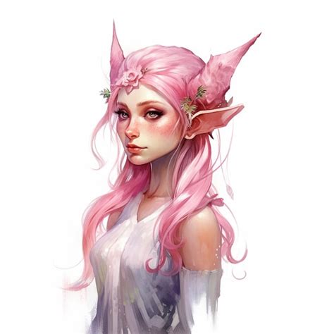 Premium Ai Image Anime Girl With Pink Hair And Horns And A White Dress Generative Ai