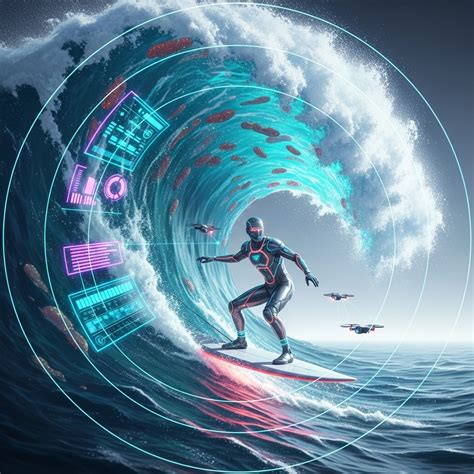 Free Cybernetic Wave Rider Photo Futuristic Surfer Digital