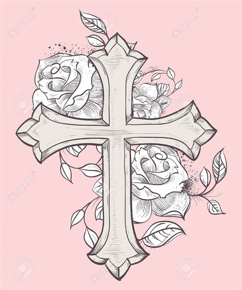 Crosses With Flowers Drawing At Getdrawings Free Download