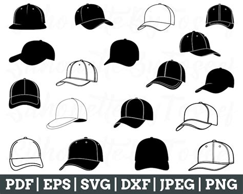 Baseball Hat Svg Baseball Hats Silhouette Hat Cut File Hat Vector