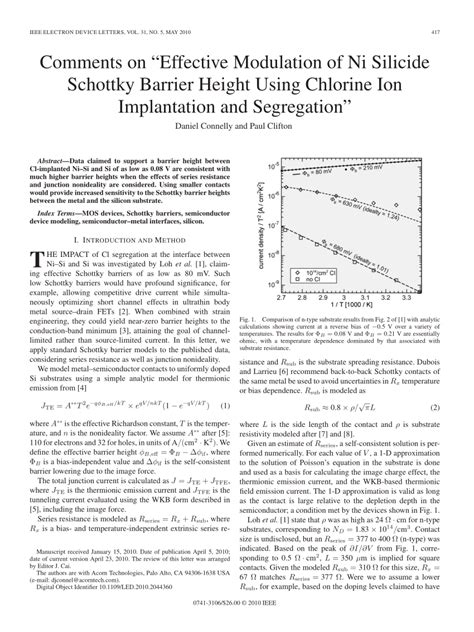 Pdf Comments On Effective Modulation Of Ni Silicide Schottky Barrier