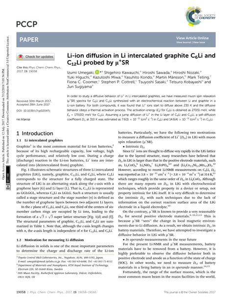 Pdf Li Ion Diffusion In Li Intercalated Graphite C6li And C12li