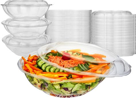 Stock Your Home 64oz Clear Plastic Salad Bowls With Lids