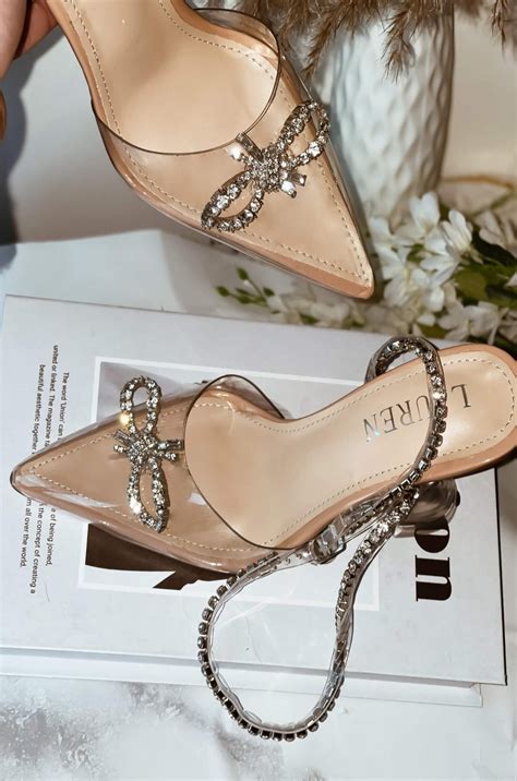 Isabella Rhinestone Strap Heels With Clear Detailing