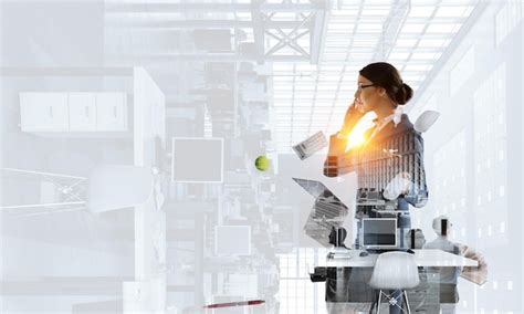 Premium Photo Productivity Through Technology Concept Mixed Media