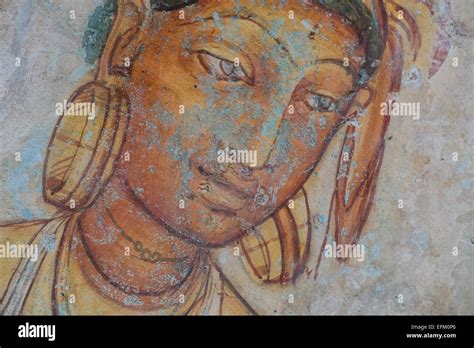 Ancient Frescoes Of Maidens On Cave Wall At Sigiriya Rock Fortress
