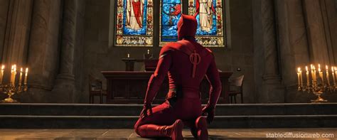 Daredevil Praying In A Church Stable Diffusion Online