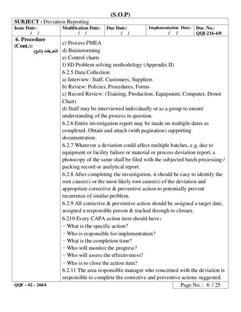 Pharmaceutical Deviation Sop