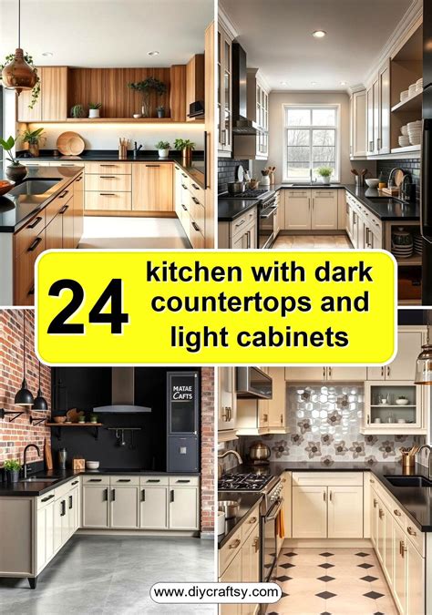 24 Modern Kitchens With Dark Countertops And Light Cabinets