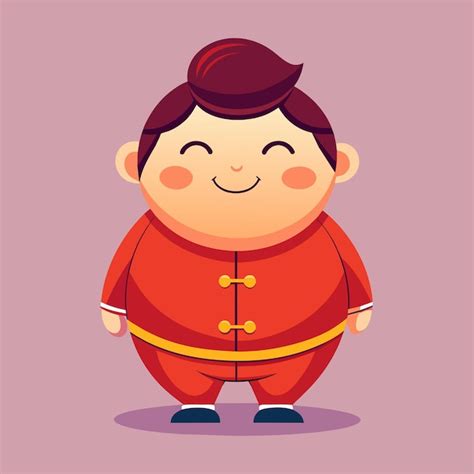 Premium Vector Cute Fat Man Chainis Day Chibi Pastel Colors 3