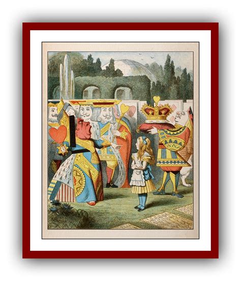 Alice In Wonderland Queen Of Hearts Shouting At Alice Classic Vintage Print John Tenniel