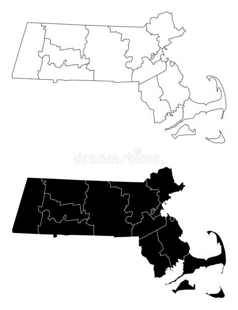 Massachusetts Administrative Maps Stock Vector Illustration Of