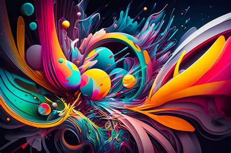 An Abstract Image With Colorful Swirls And Swirls Generative Ai Stock