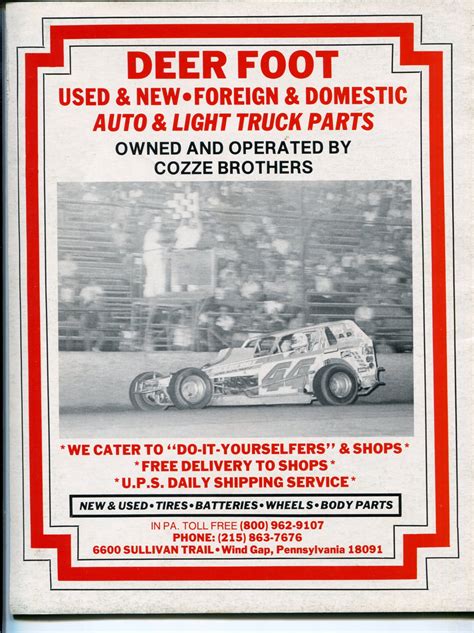 Nazareth Raceway Race Program 1985 Candy Eckert Modifieds Stocks Fn 1985 Photograph Dta