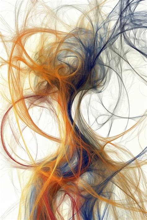 Dynamic Abstract Swirls In Orange And Blue On White Background Stock