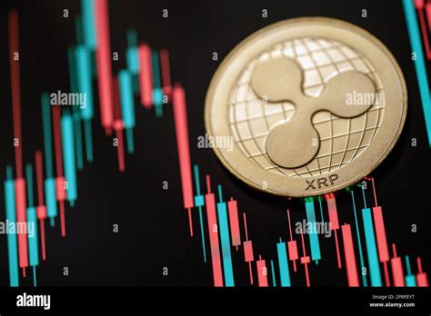 Gold Ripple Xrp Cryptocurrency With Candle Stick Graph Chart And