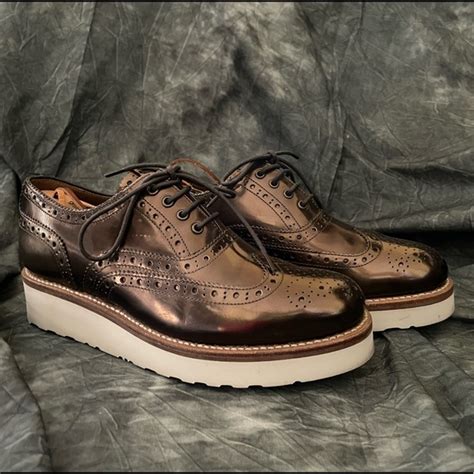 Grenson Shoes Grenson Emily Oxford In Chocolate Metallic With White Platform Sole Poshmark
