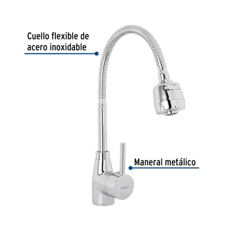 Monomando Para Fregadero Con Cuello Flexible Cromo Tubig Monomandos
