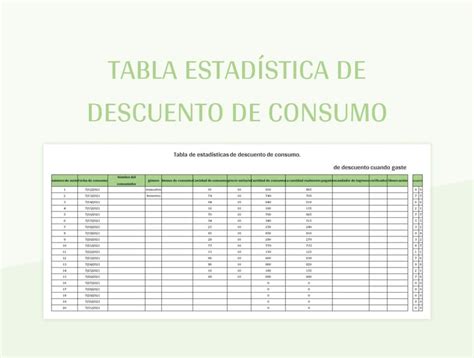 Plantilla De Formato Excel Tabla De Estadísticas De Consumo De