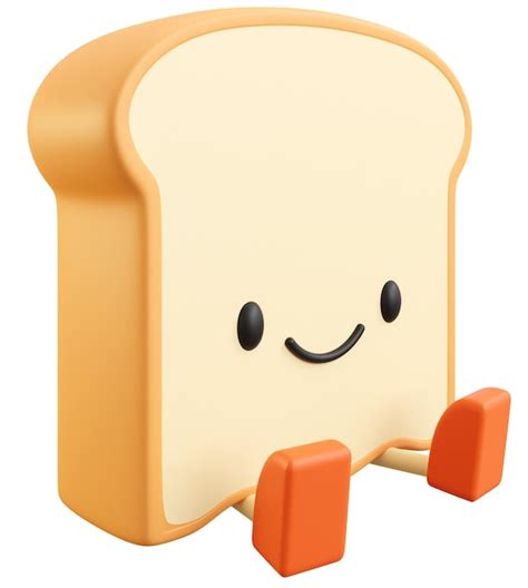 Premium Photo Cartoon Cute Toast Bread Character 3d Illustration