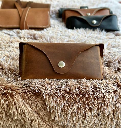 Handmade Leather Sunglasses Case Personalized Eyeglass Holder Etsy