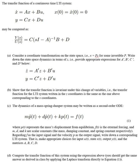 Solved The Transfer Function Of A Continuous Time Lti