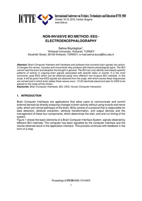 Pdf Non Invasive Bci Method Eeg Electroencephalography