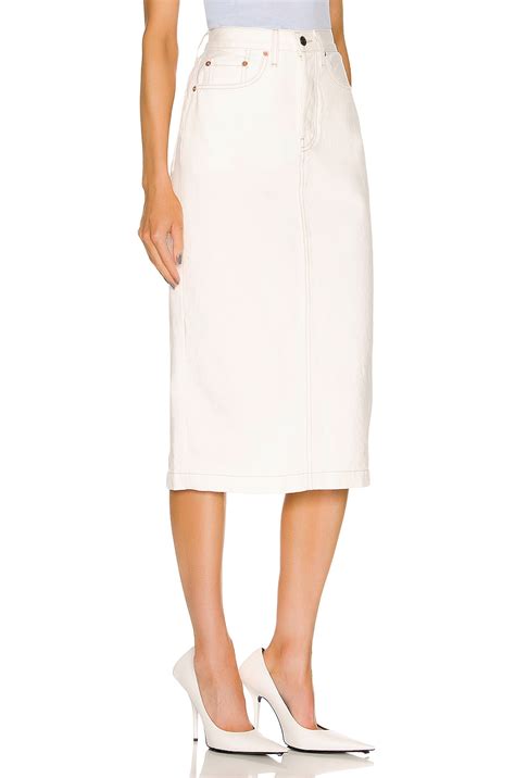 Wardrobenyc Denim Midi Skirt In White Fwrd