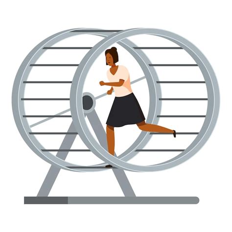 Premium Vector Businesswoman Running In Giant Hamster Wheel Feeling