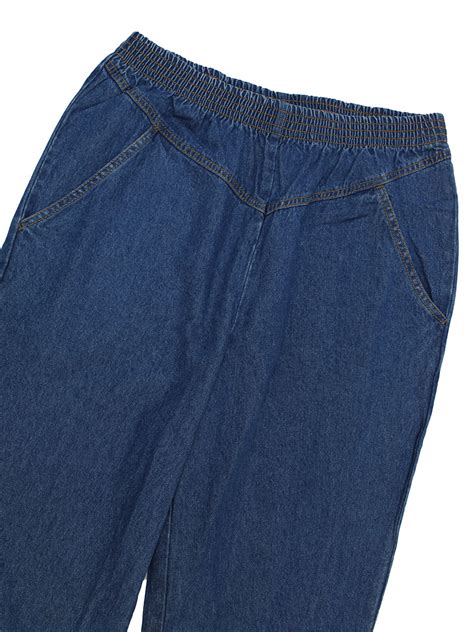 Lady Blair Blue Denim Pure Cotton Pull On Straight Leg Denim Jeans