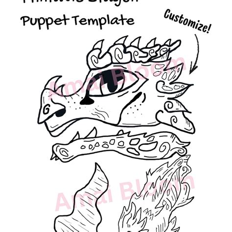 Printable Paper Dragon Puppet Base Etsy