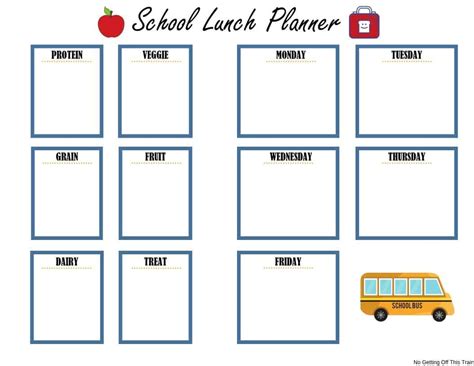Free Printable School Lunch Planner No Getting Off This Train