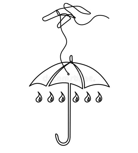 Abstract Umbrella With Hand As Line Drawing On White Stock Illustration
