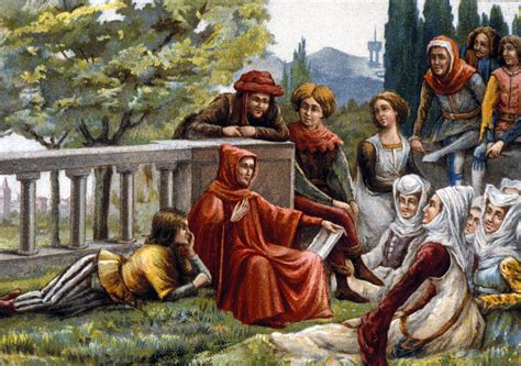 Boccacio Reading The Decameron To His Friends During The Plague Epidemic In Florence Around 1348