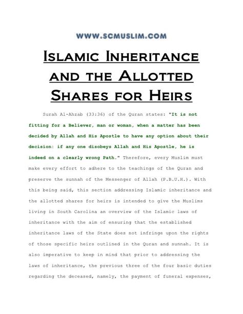 Islamic Inheritance Chart