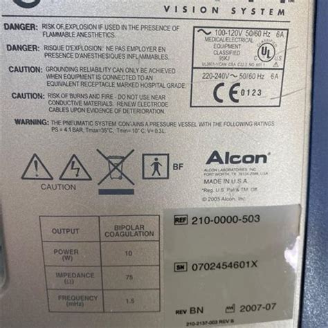Used Alcon Infiniti Infiniti Alcon Vision System Cataract Extraction