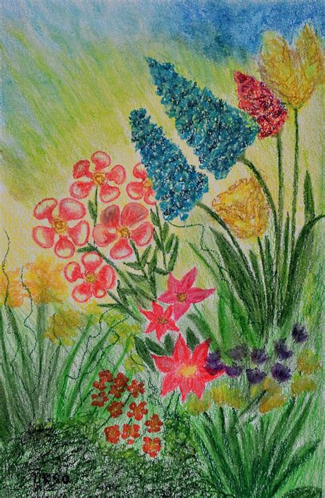 Flower Garden Drawing Flower Garden Vector Art Icons And Graphics