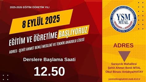 2025 2026 EĞİtİm ÖĞretİm Yilinda Şehİt Ahmet Benlİ Mtalde EĞİtİm