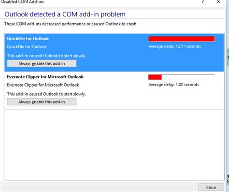 Quickfile Disabled By Outlook Due To Performance Support QuickFile