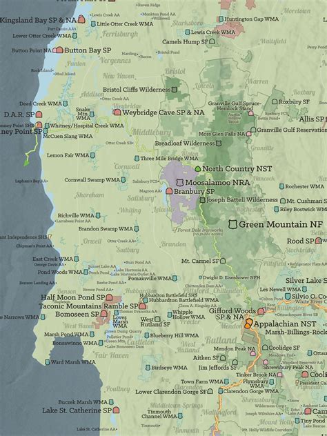 Vermont State Parks And Federal Lands Map 18x24 Poster Best Maps Ever
