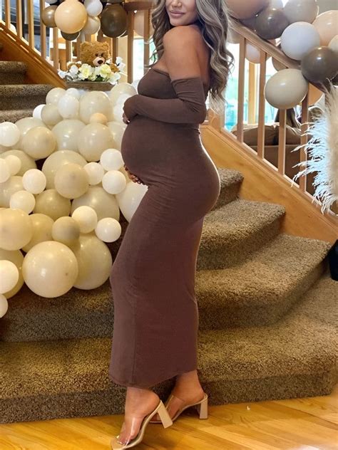 Momyknows Brown Off Shoulder Long Sleeve Bodycon Elegant Going Out