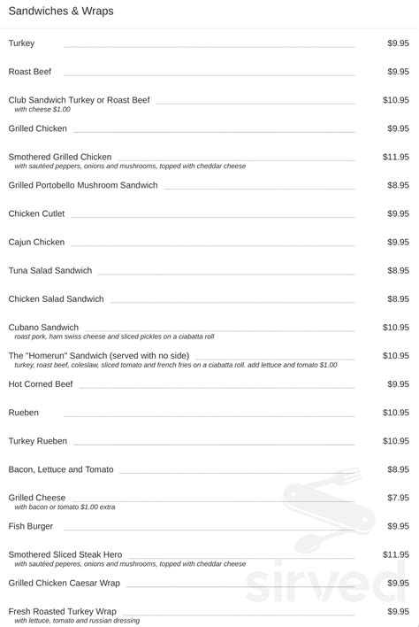 Phils Menu In Wading River New York Usa