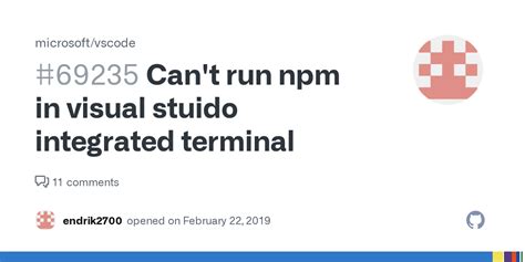 Can T Run Npm In Visual Stuido Integrated Terminal Issue Microsoft Vscode GitHub