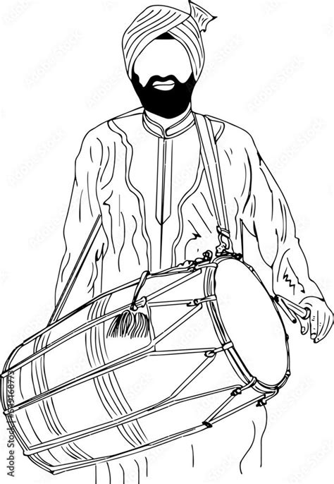 Download Indian Punjabi Man Playing Drum In Wedding Punjabi Man Dancing And Playing Dhol Aur